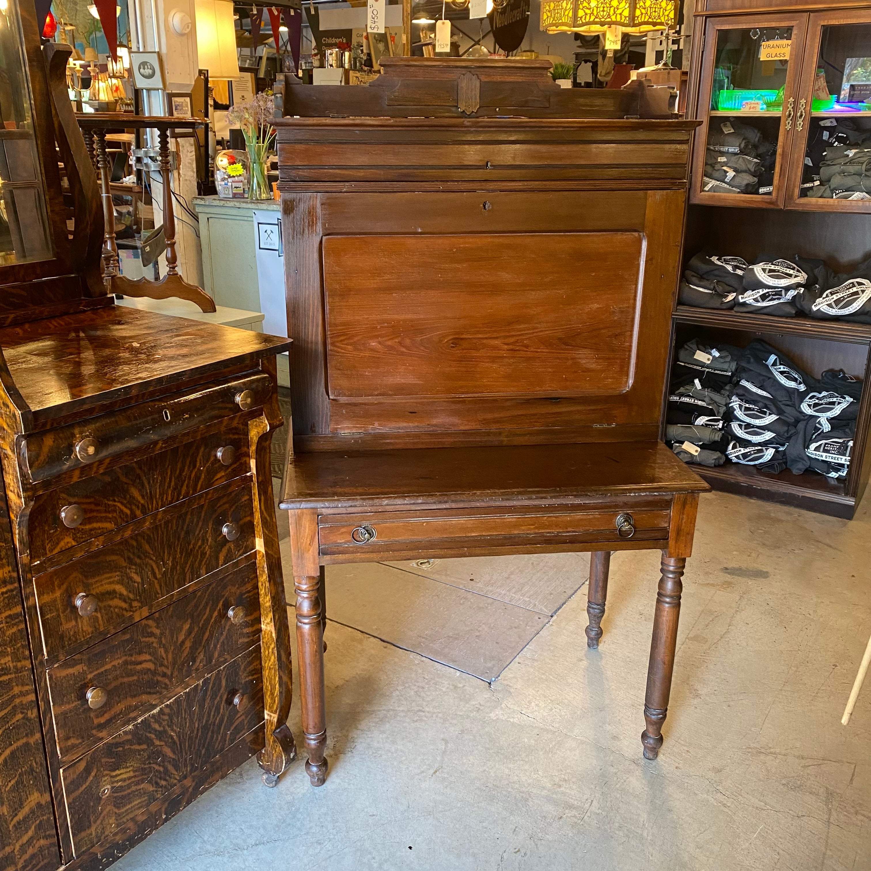 ANTIQUE DROP FRONT SECRETARY DESK | Madison Street Salvage