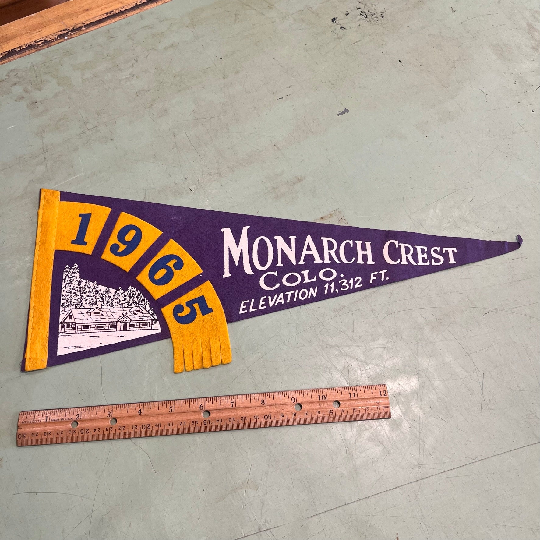 Vintage Monarch Crest Pennant | Madison Street Salvage