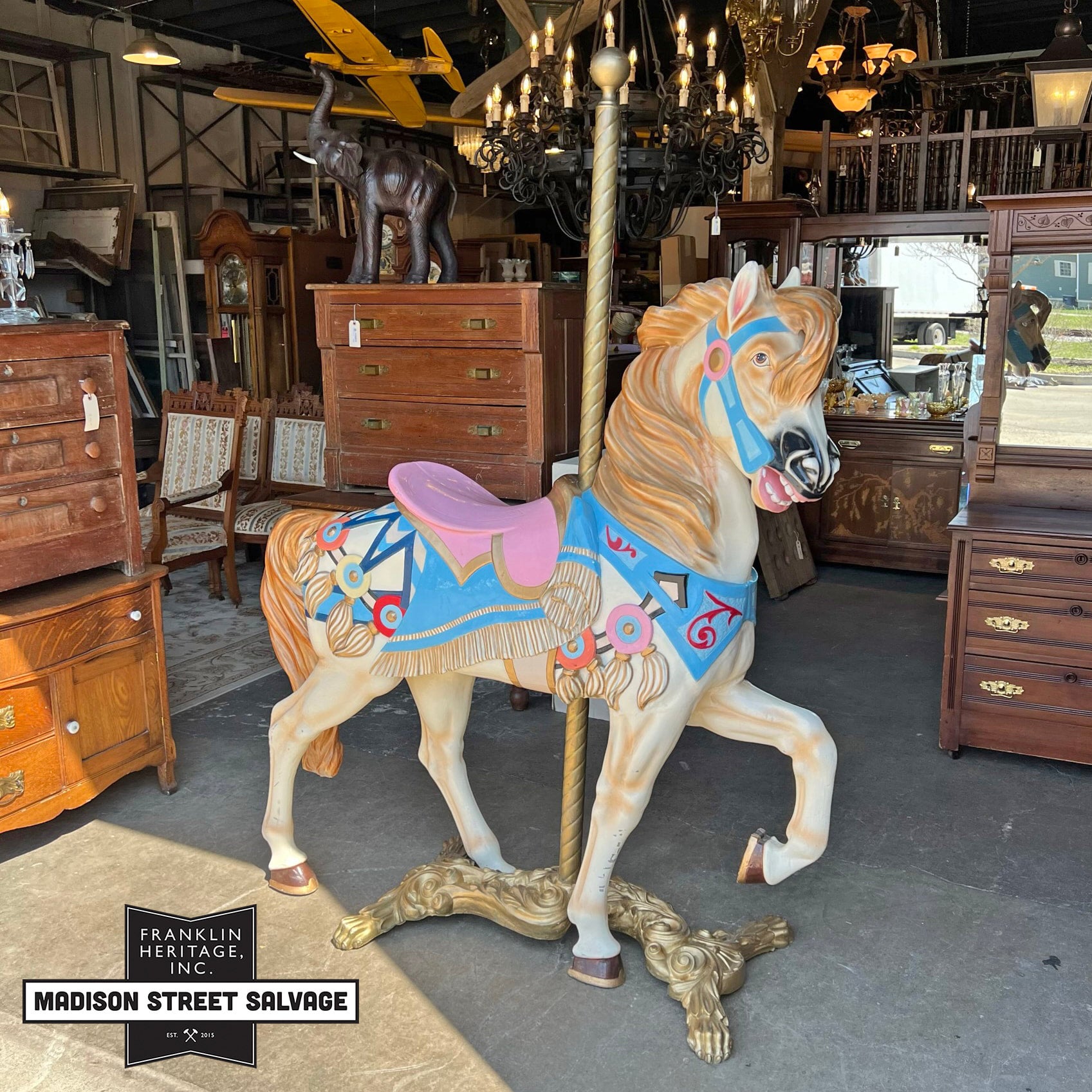 Vintage Philadelphia Toboggan Row 1 Fiberglass Carousel Horse | Madison ...