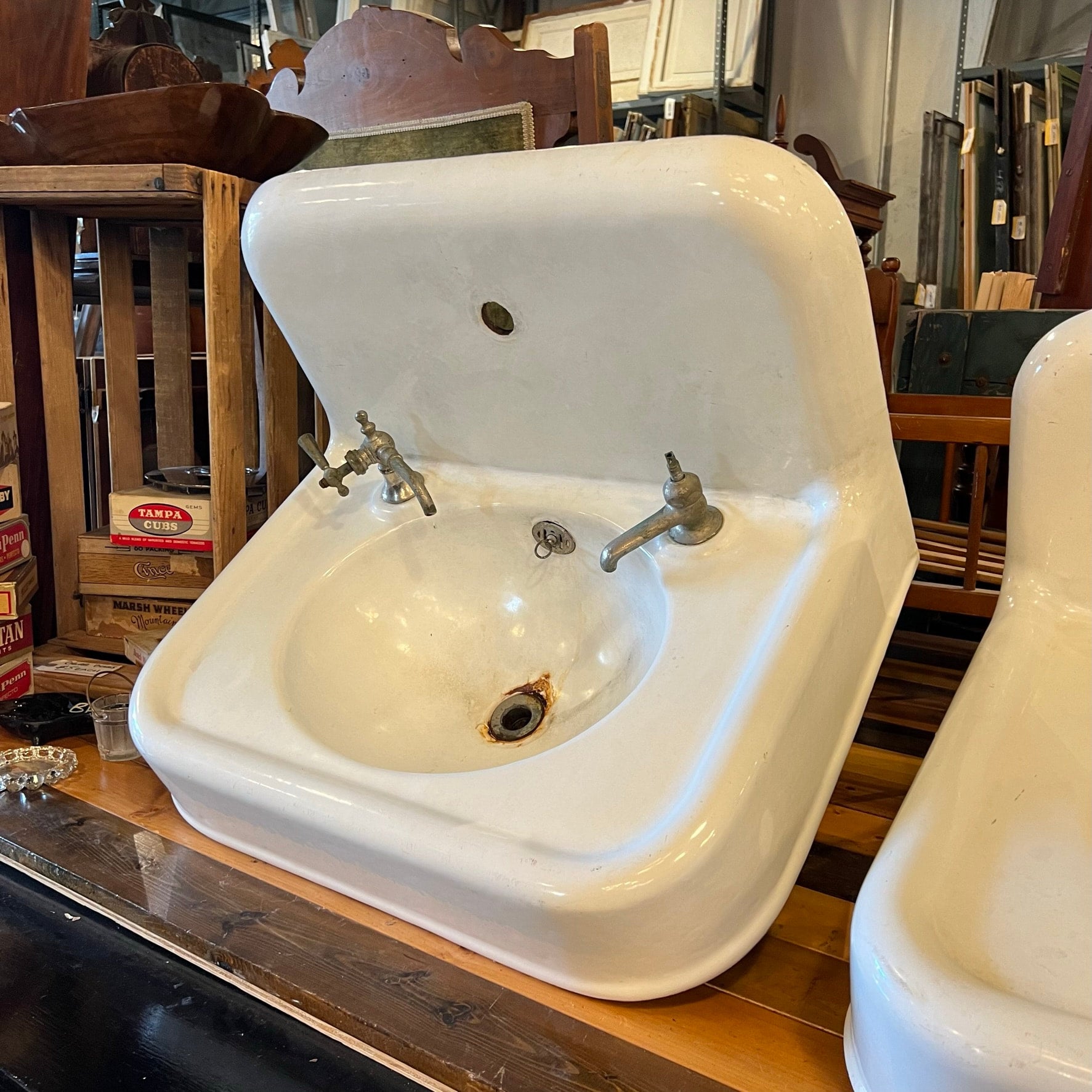 Antique Cast Iron Tall Back Sink | Madison Street Salvage