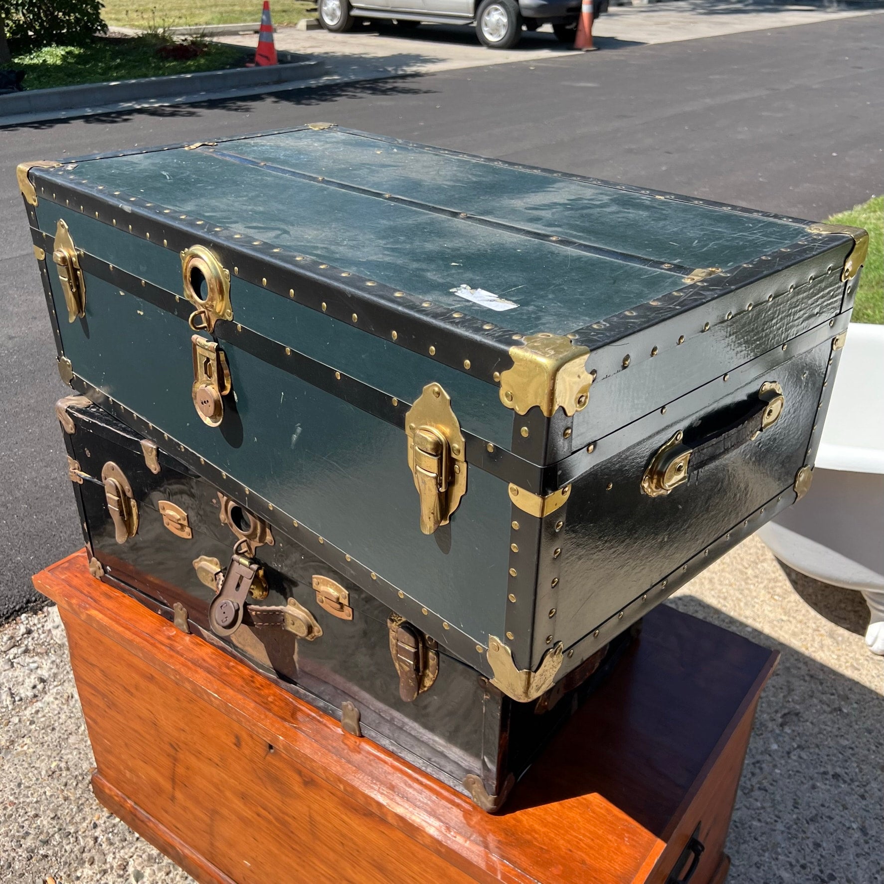Antique Green Trunk | Madison Street Salvage