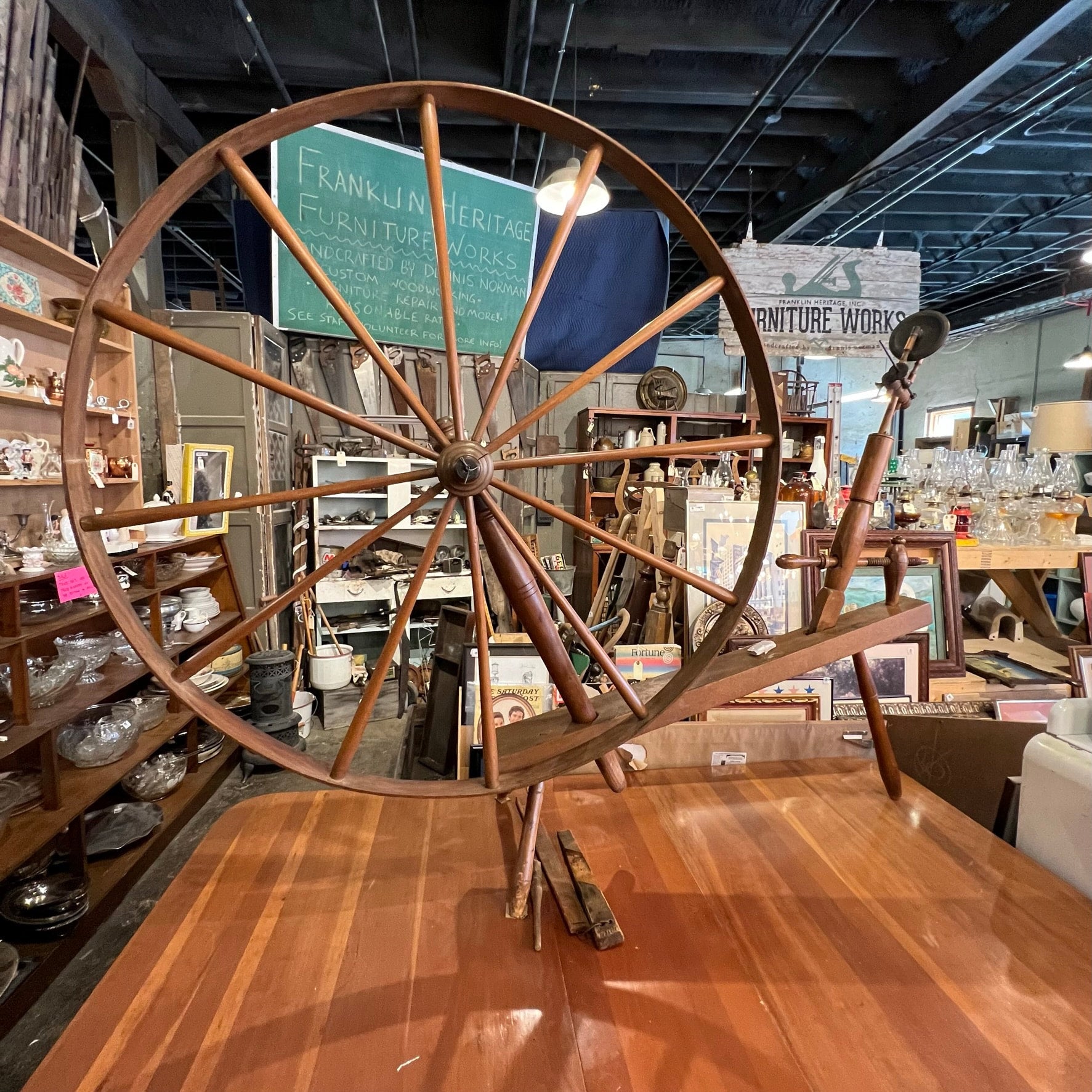 Antique XL Spinning Wheel | Madison Street Salvage