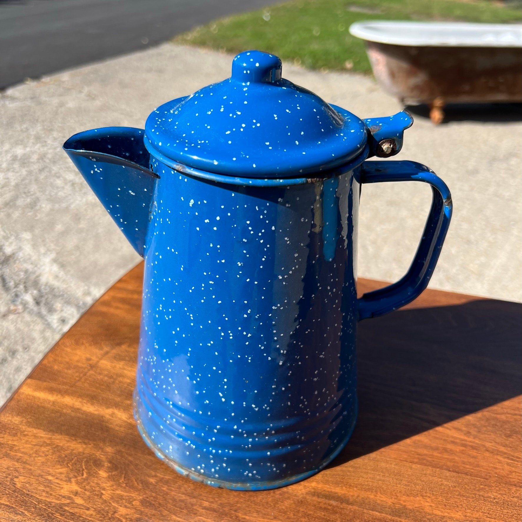 Antique Dark Blue Kettle | Madison Street Salvage