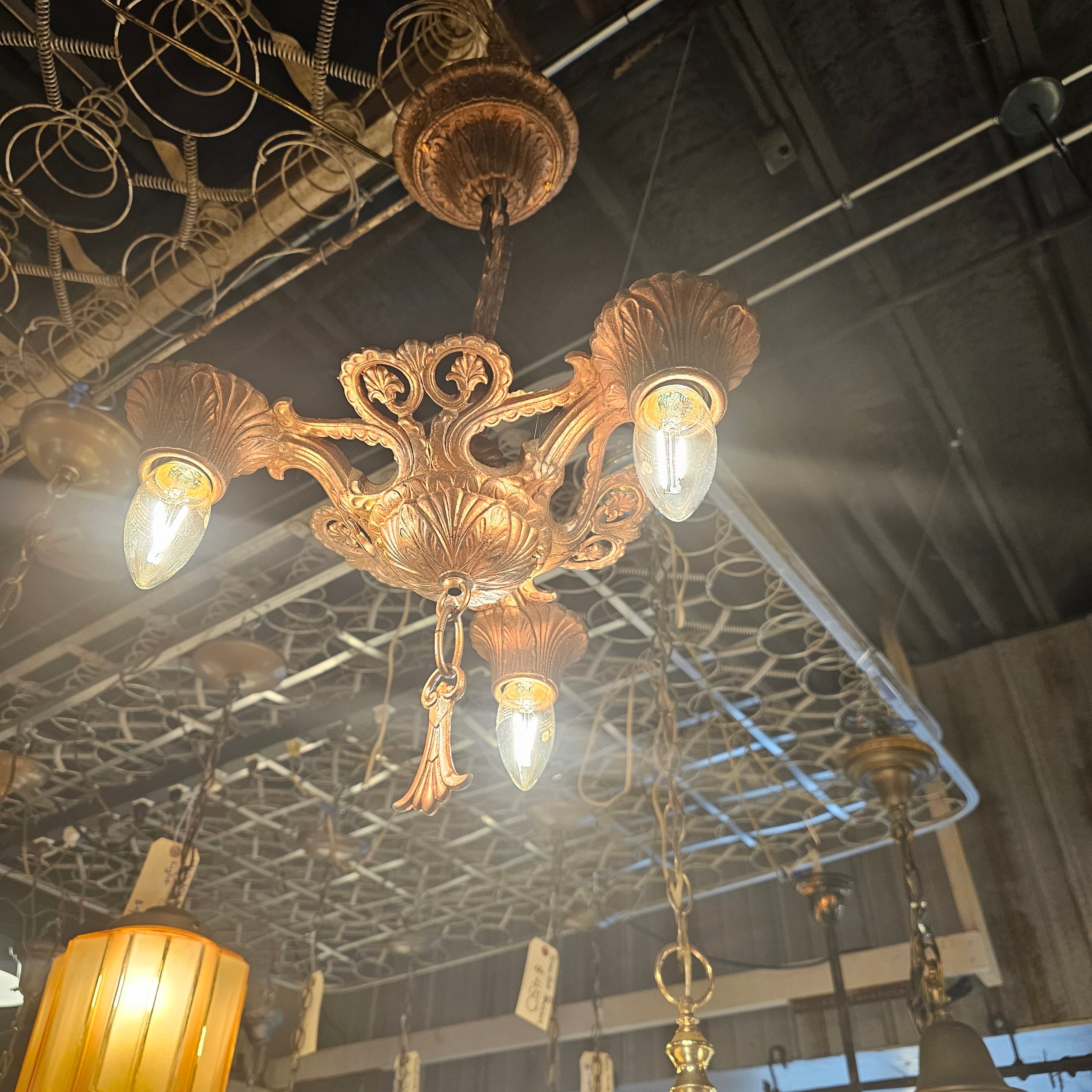 Antique Art Deco Cast Iron Light Fixture | Madison Street Salvage